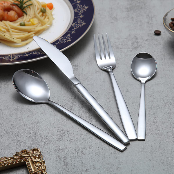 Canora Grey Rose Gold Cutlery Set For 6 People, Stainless Steel ...